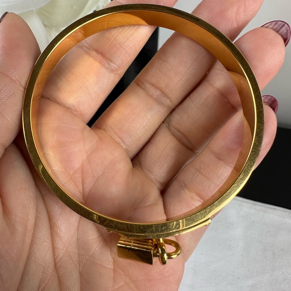 Hermes | Jewelry | Br1 Vintage Hermes Kelly Bangle Bracelet Gold And ...